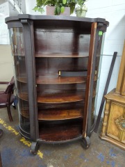 Antique American Empire Mahogany Bow Front Curio Cabinet For Repair